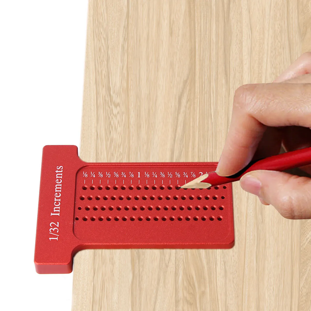 1/32 Inch Aluminum Alloy Woodworking Scribe Ruler for Hole Marking and ...