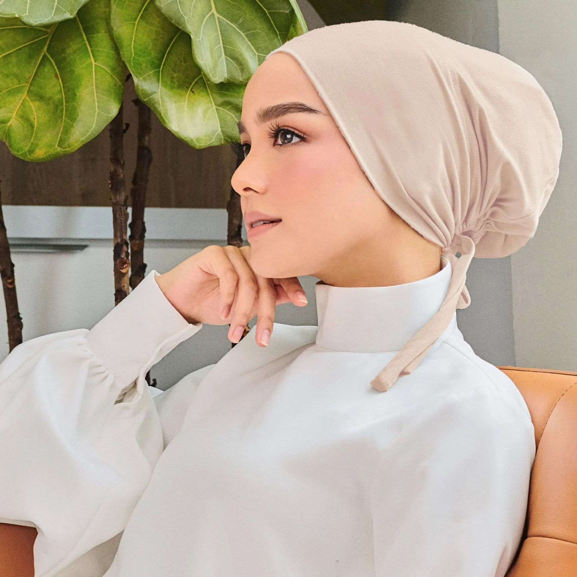 Modal Underscarf Women Muslim Inner Hijab Ninja Hat Lace Up Tie Back ...