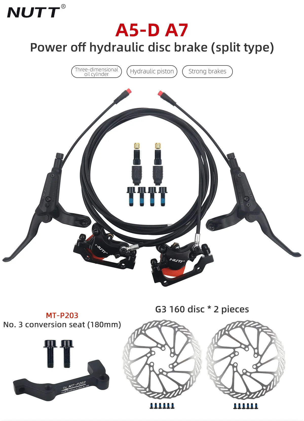 NUTT Electric Scooter Hydraulic Disc Brake With Sensor 2 Pin Male 140 ...