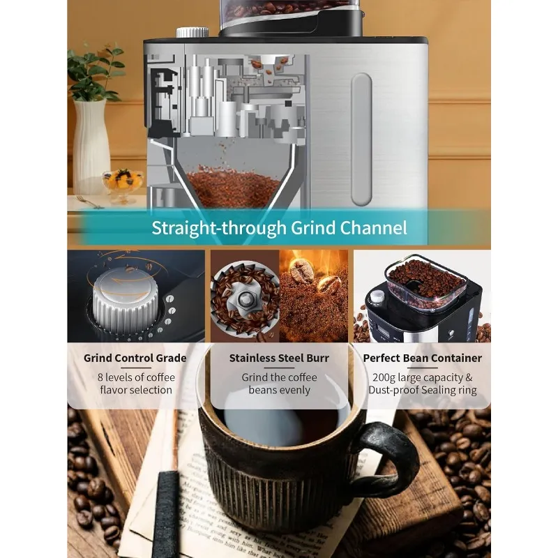 Programmable 10 Cup Coffee For Drip Machine With Built In Burr, Grind ...
