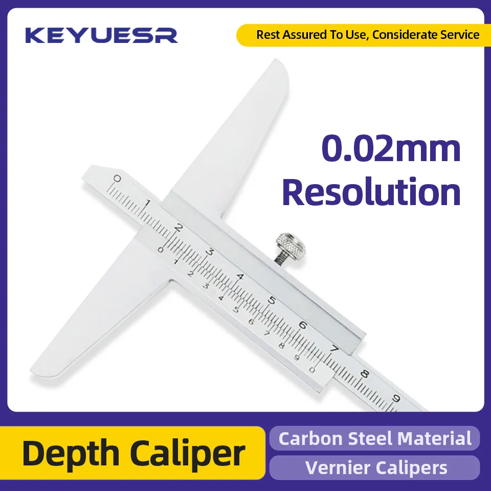 Precision Depth Vernier Caliper: 150/200/300mm Steel Vernier Depth ...