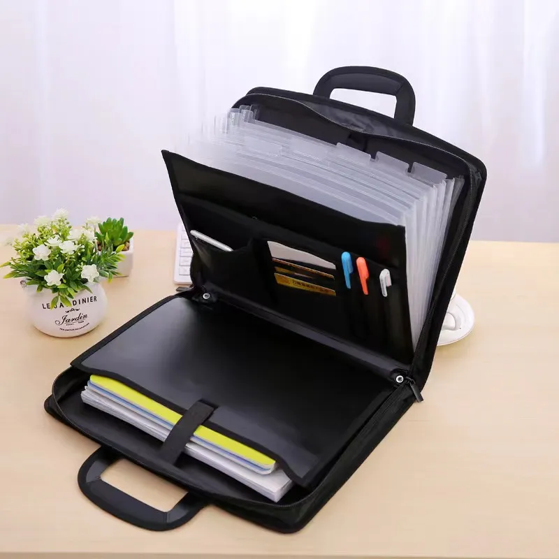 Waterproof Canvas Document Bag: Multi Layer File Organizer For Office ...