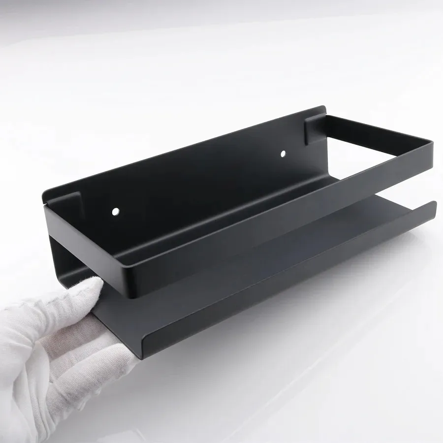 Bathroom Corner Shelves: Matte Black/Brushed Silver Kitchen Wall Shelf ...
