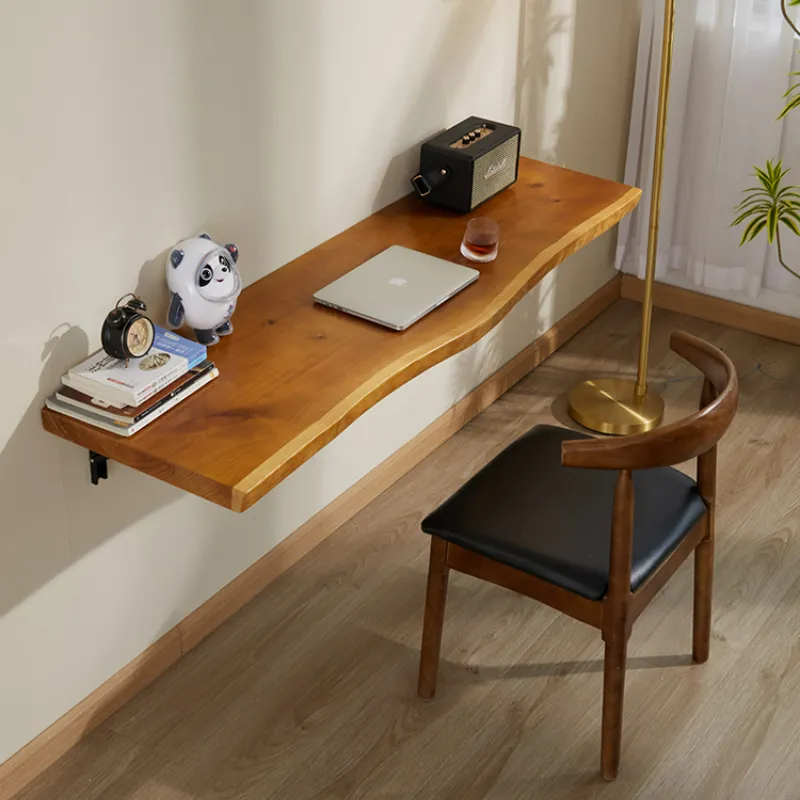 Solid Wood Folding Wall Mounted Dining Table Sturdy Bracket Space Saving Computer Desk