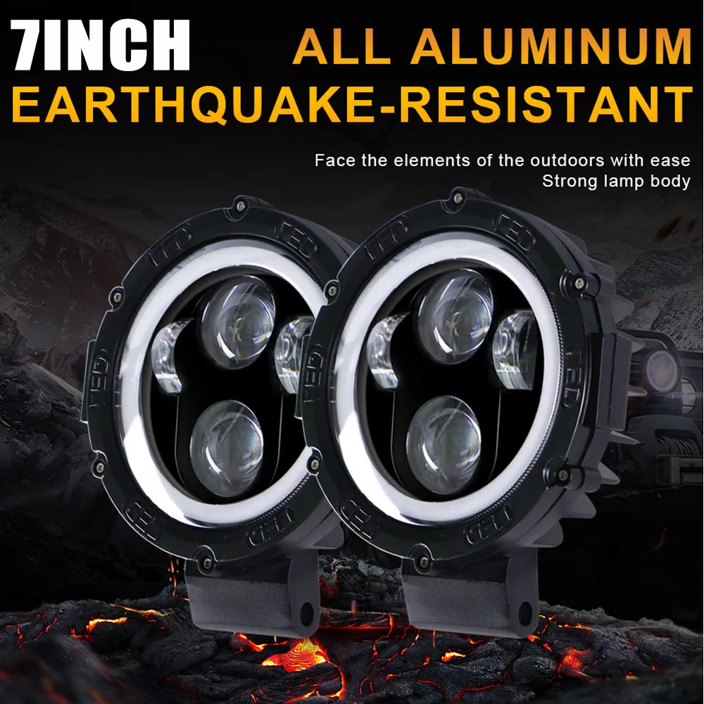 7 LED Work Light Bar | 12/24V Spotlights for Jeep, Off-Road, ATV ...