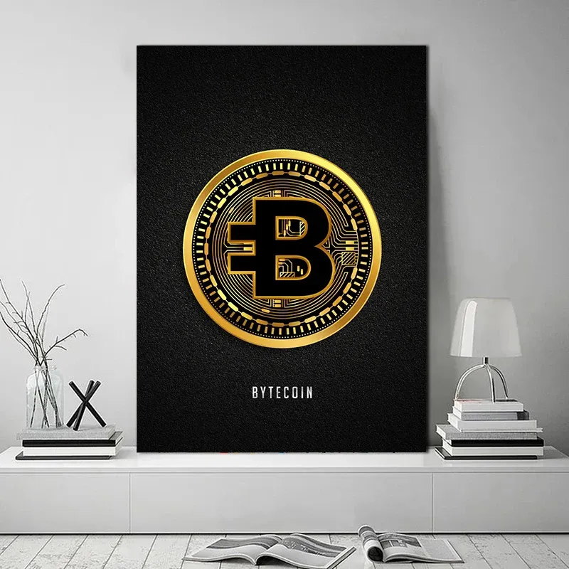 Crypto Coin Poster Canvas Painting Bitcoin Monero Cardano ETH BTC Wall ...