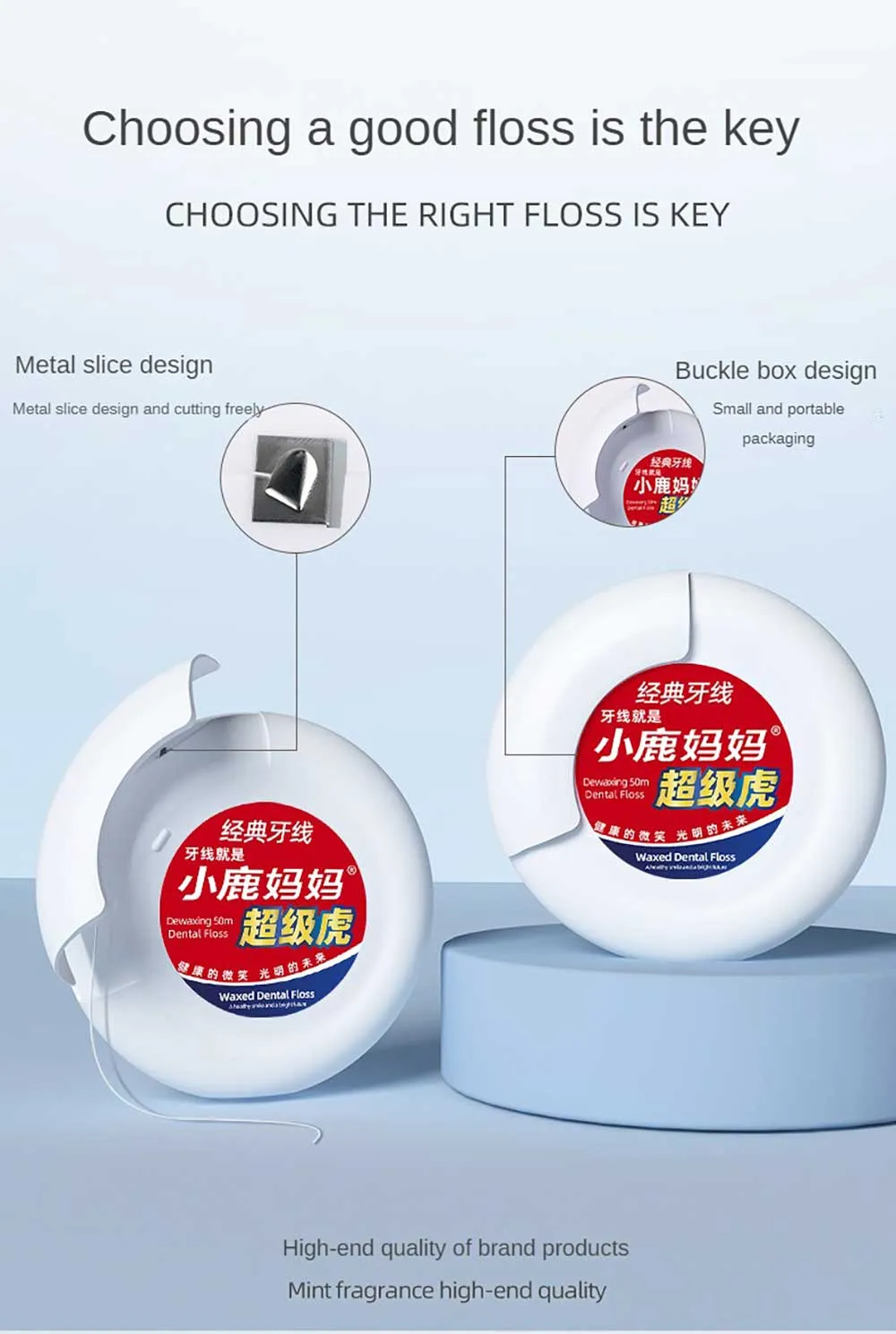 Portable 50m dental flossers with Peppermint Micro Wax Picks for Oral ...