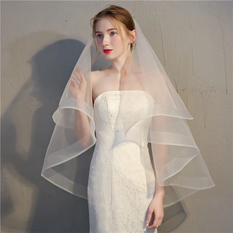 Elegant White Ivory Wedding Veil for Brides - Short Bridal Veil for ...