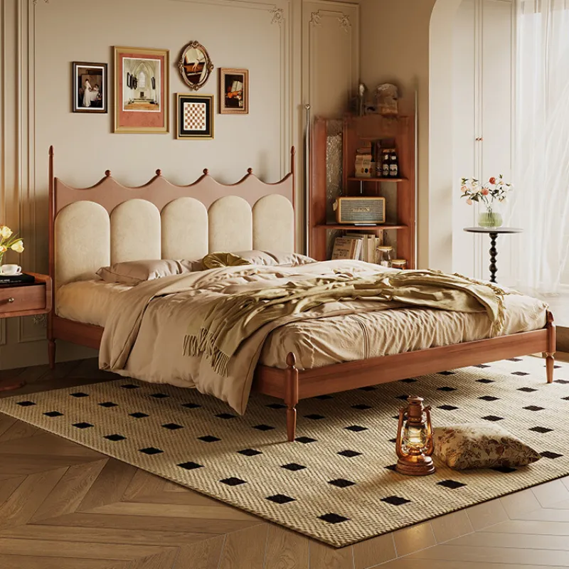 American Style Solid Wood Bed 1.8m Vintage French Bedroom Furniture
