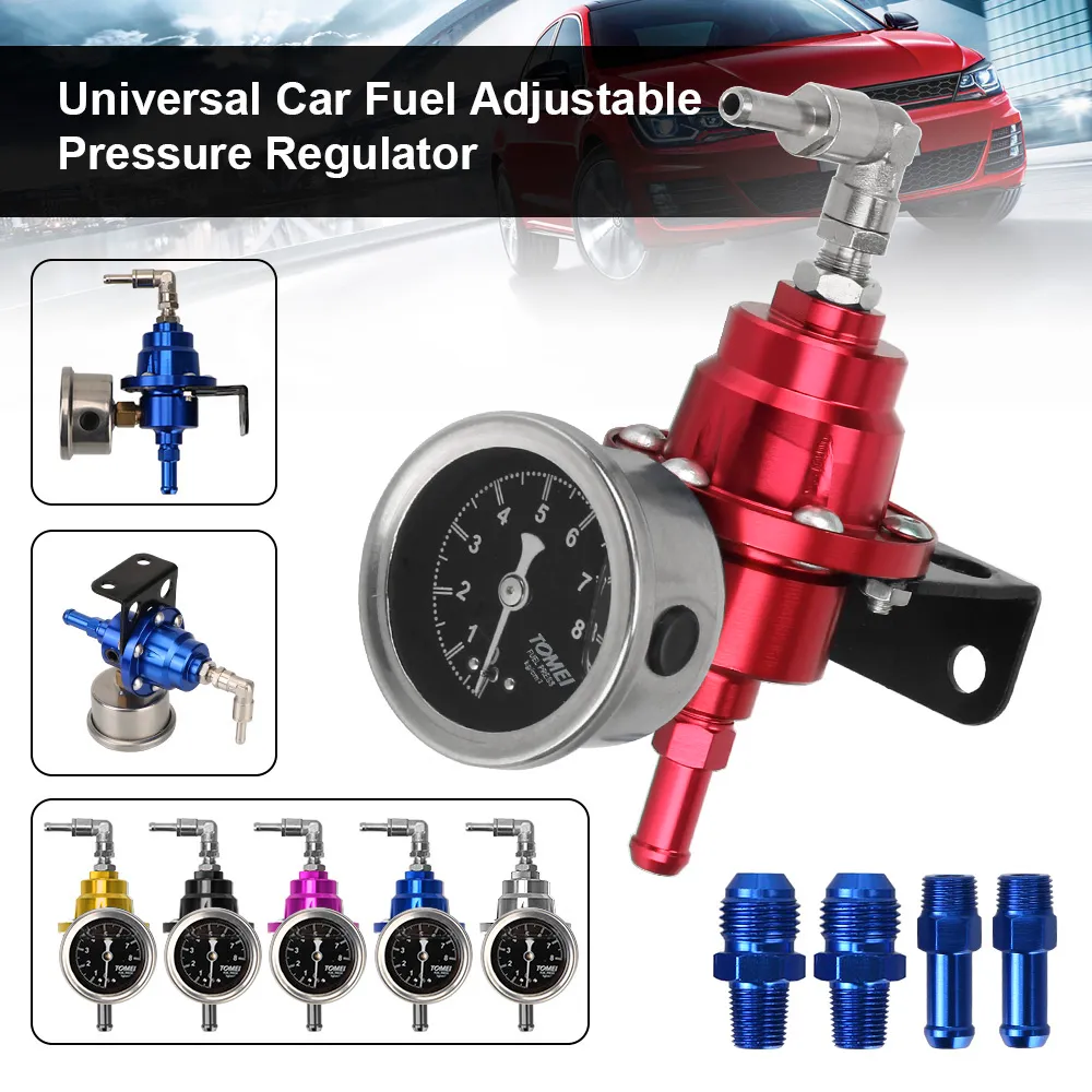 Universal 7-Color Adjustable Fuel Pressure Regulator with Gauge Kit for ...