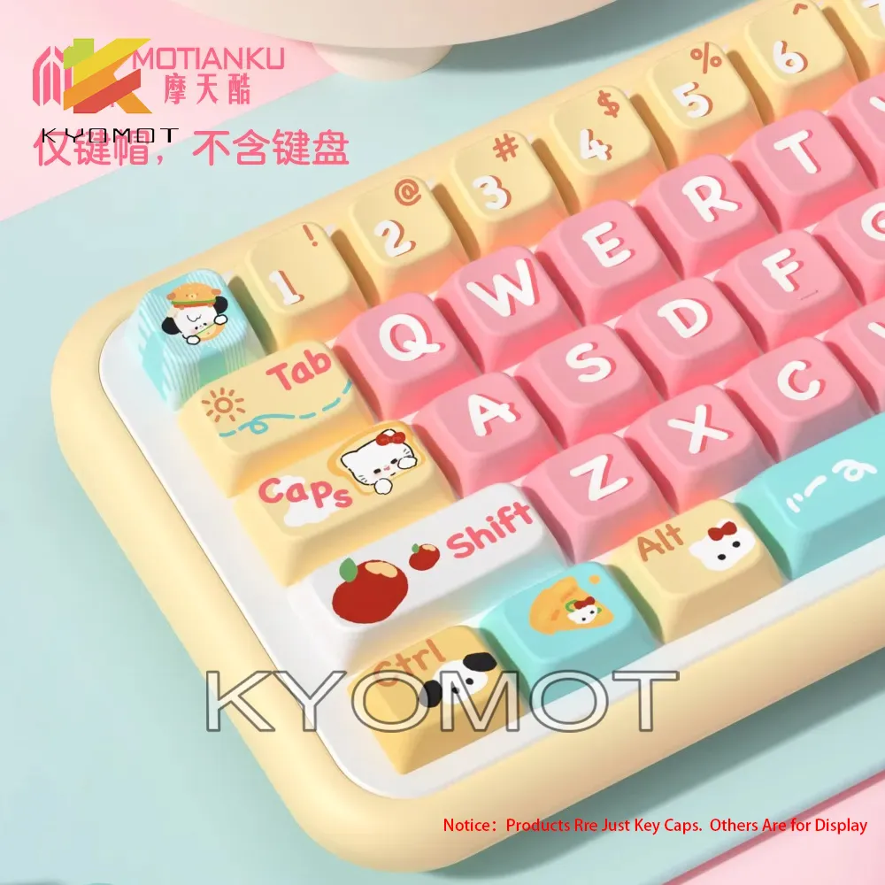 KYOMOT Cute Bread Dog Theme mechanical keyboard keycaps - 158 Keys PBT ...