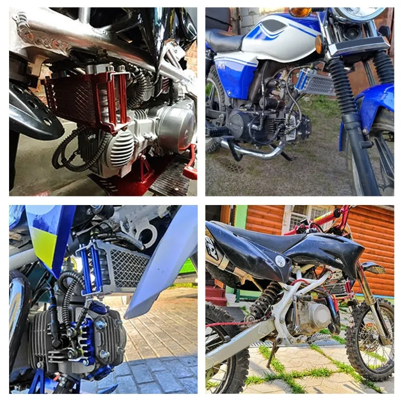 Aluminum Oil Radiator Cooler Cooling System Universal for 50-140cc Dirt Bike Monkey Red/Yellow ...