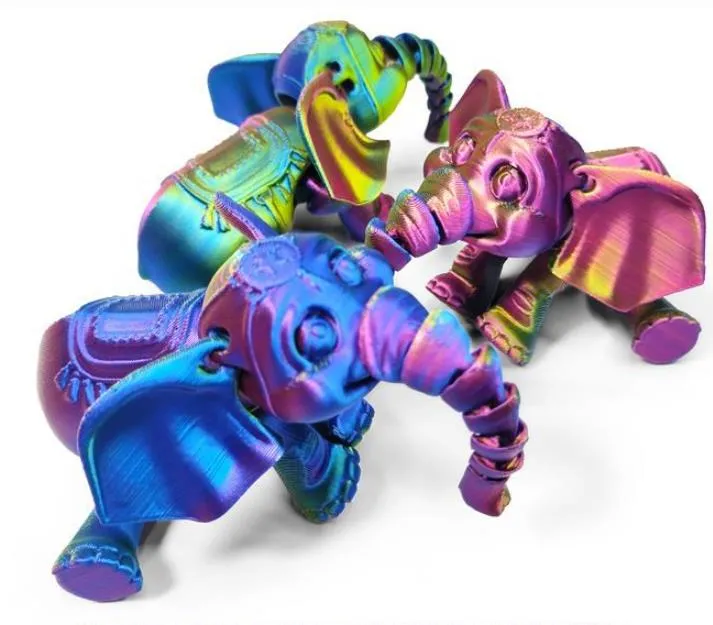 Cute 3D Printed Keel Toy Elephant Handheld, Movable Joint, Cartoon ...