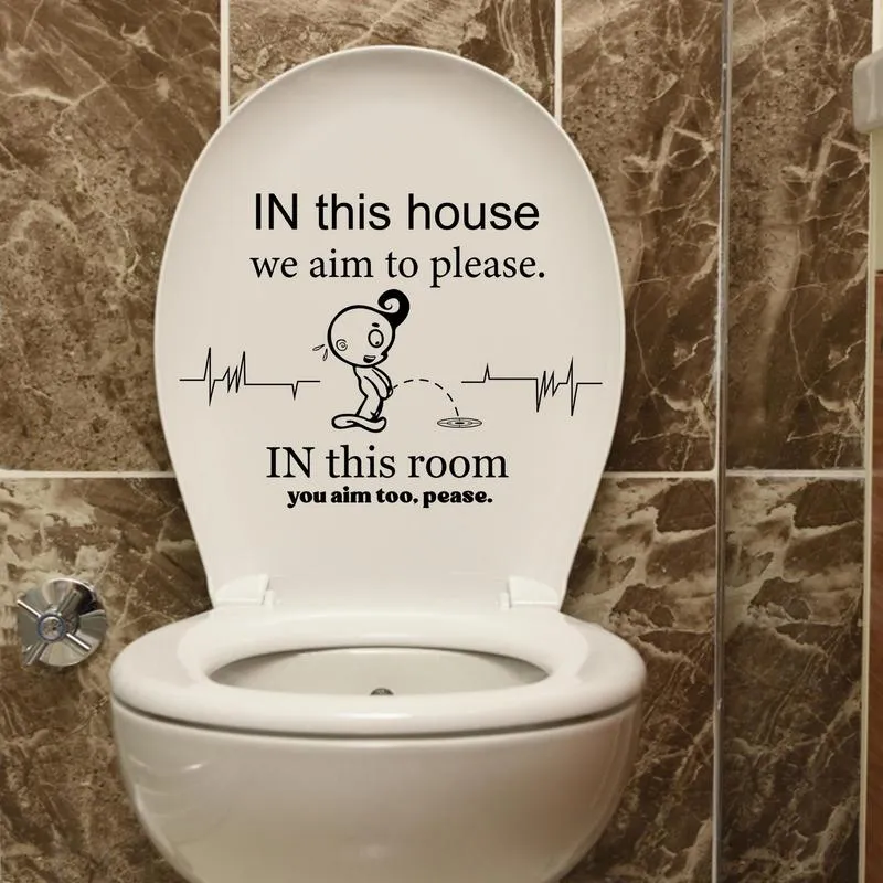 Self Adhesive Toilet Seat Stickers for Daycare Office School Strong Adhesive Restroom Wall Decals 2024