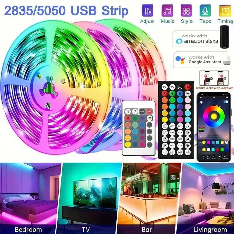 RGB LED Light Strips for Room: Flexible USB TV Backlight, Bluetooth ...