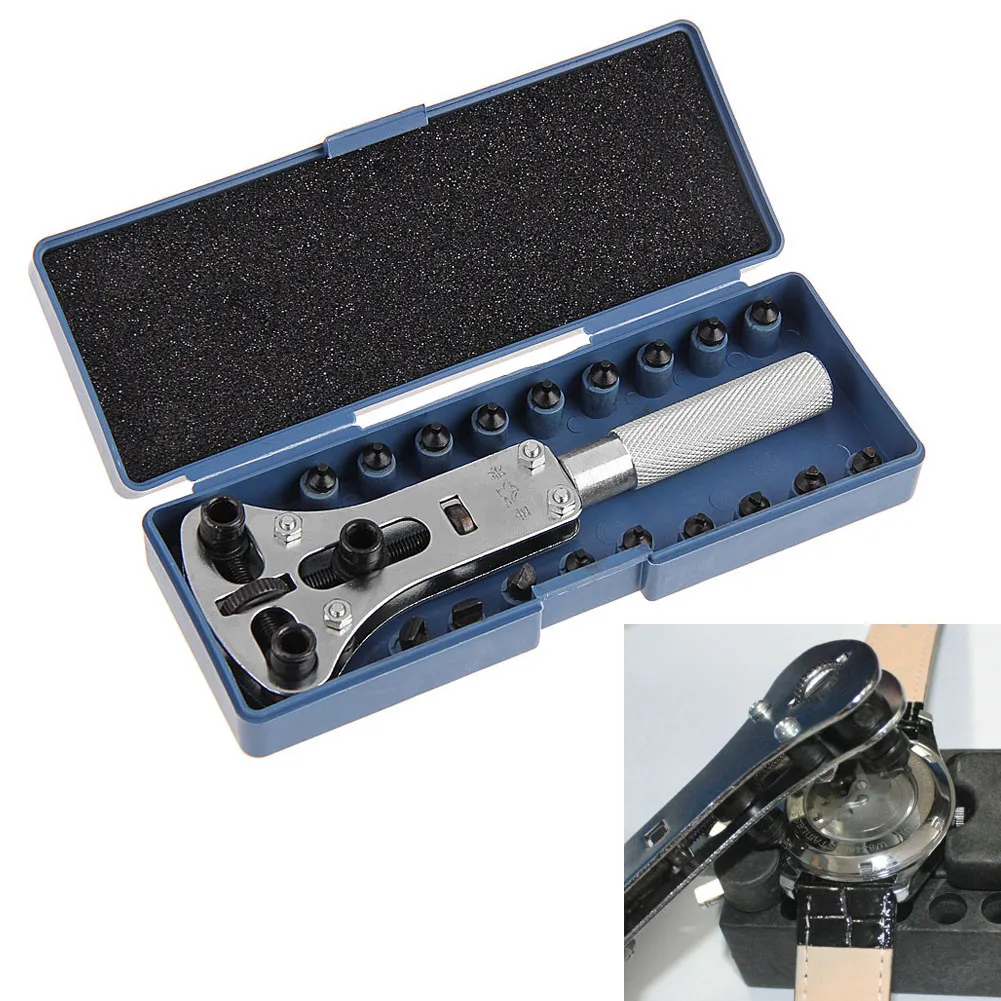 3-Prong Watch Case Opener Wrench Tool Kit for Watch Repair with 18 ...