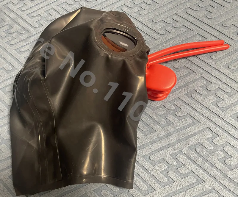 Handmade Latex Mask With Ocushield Glasses, 15cm Long Nose Tube, Red ...