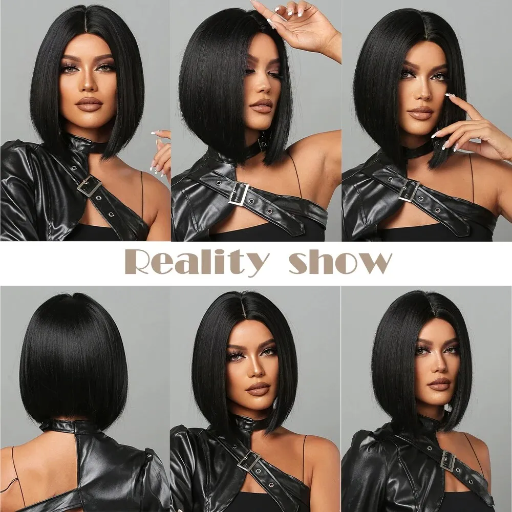 Natural Heat Resistant Synthetic Bob human hair wigs...