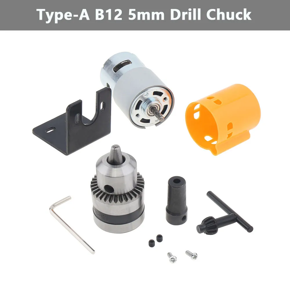 12V/24V 775 DC Motor Drill Chuck B10/B12/JT0 DIY Table Bench Drill Bit Electric Polishing Tool ...