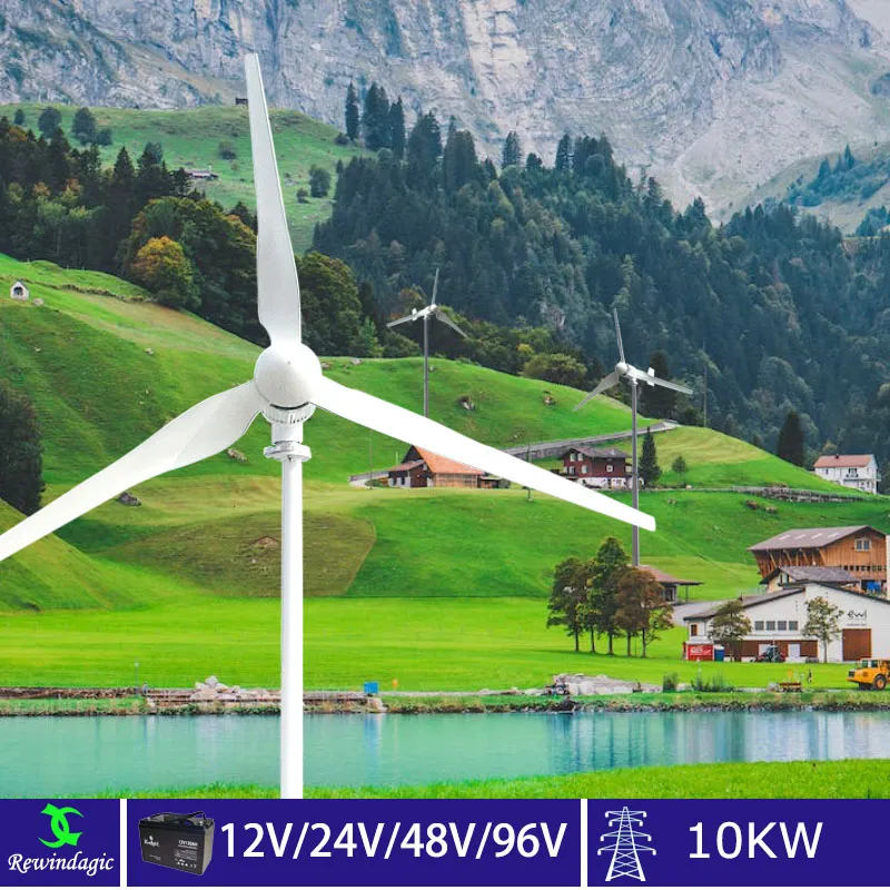 10000 Watt 10KW Wind Turbine Generator 3 Phase AC Output Compatible ...