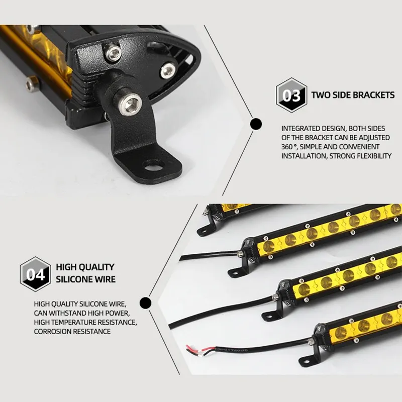 Work Light LED Strip 8.8in 18W 6LED and 15in 36W 12LED Yellow White for ...