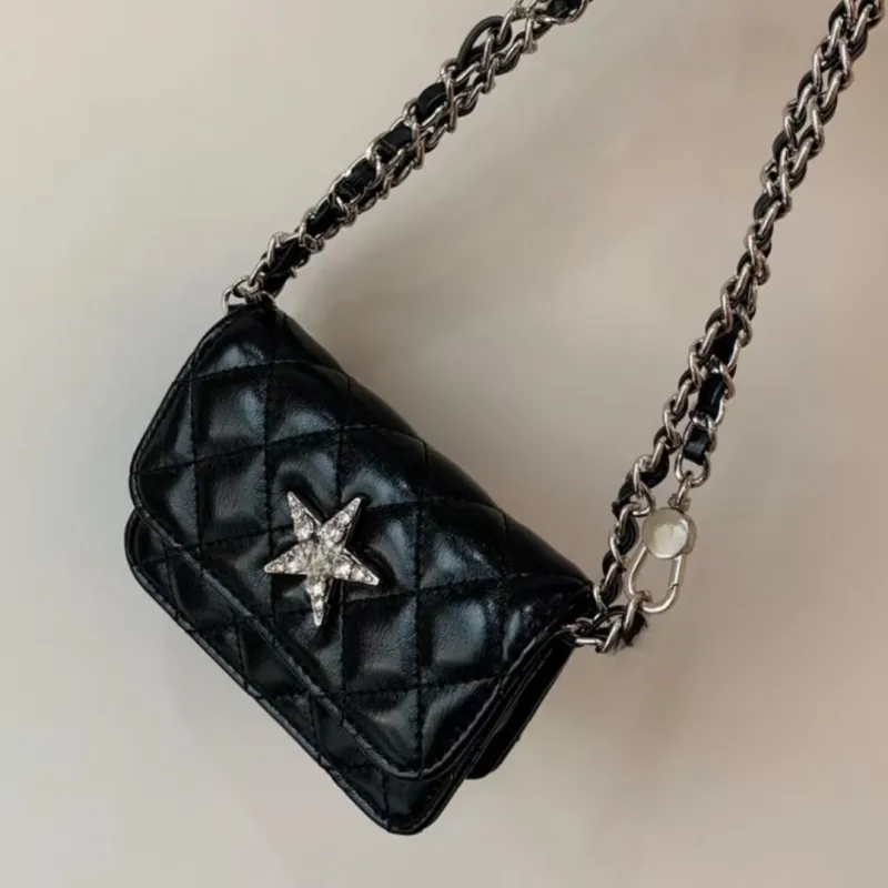 Diamond Lattice Metal Chain Crossbody Bag Small Square Dinner Bag With ...