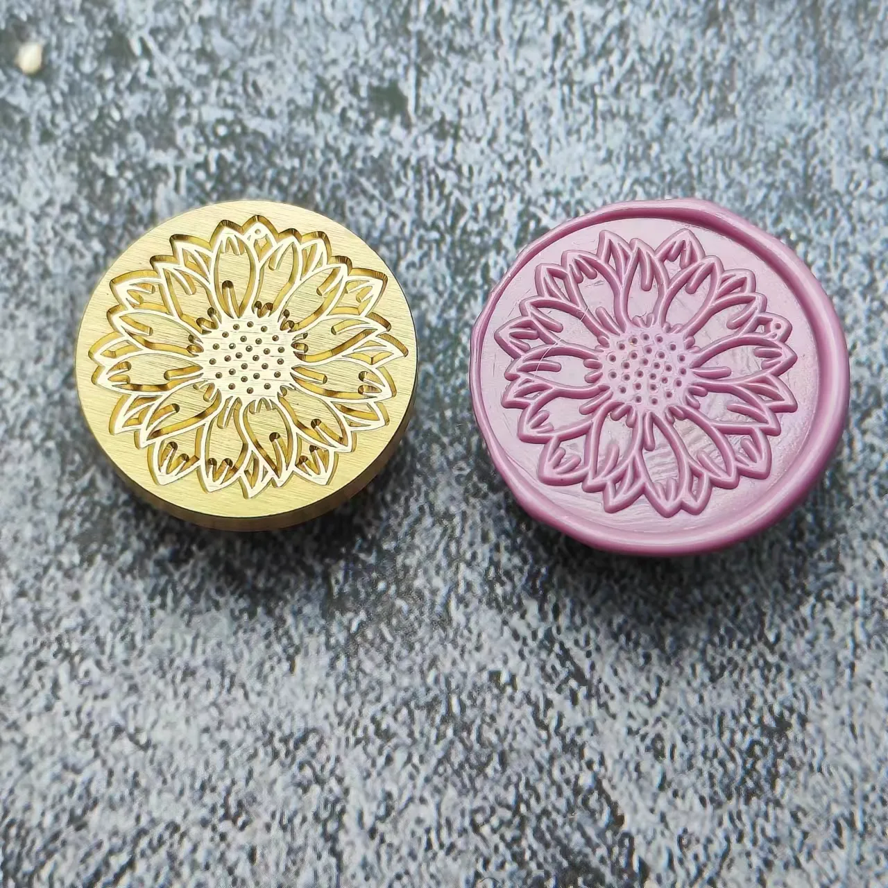 Helianthus Brass Wax Seal Stamp Set with Fire Lacquer Wax and ...