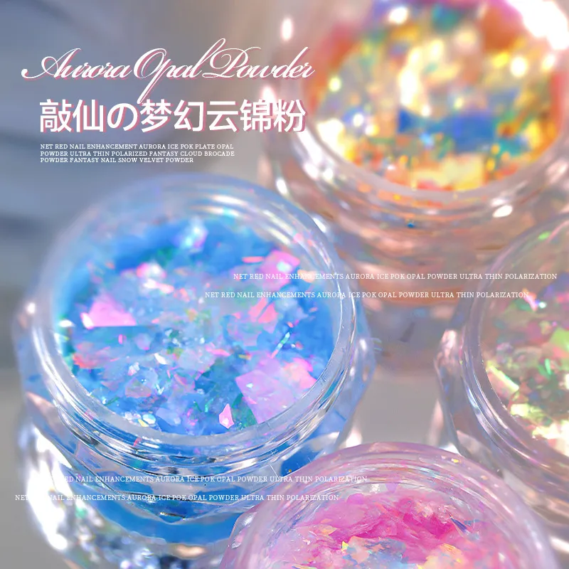 DHgate.com:1 Jar Mermaid Aurora Opal Nail Powder, Iridescent Opal Nail ...