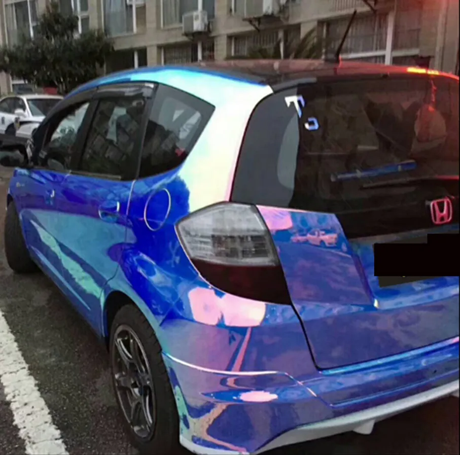 Holographic Chrome Car Vinyl Wrap: Blue Purple Rainbow Neo Film 10/20 ...