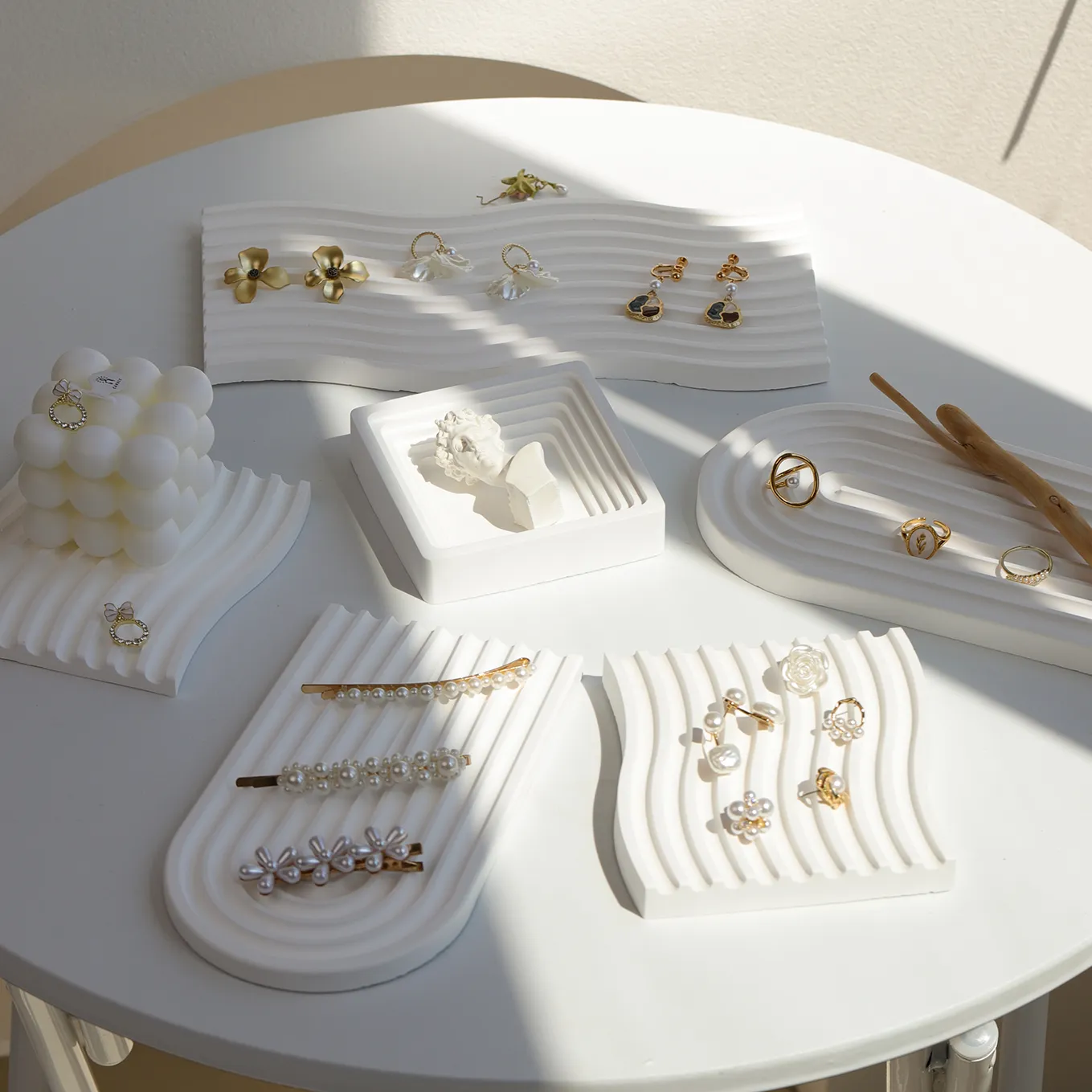 DHgate.com:Wave-Shape Jewelry Tray, Minimalist Gypsum Storage Holder ...