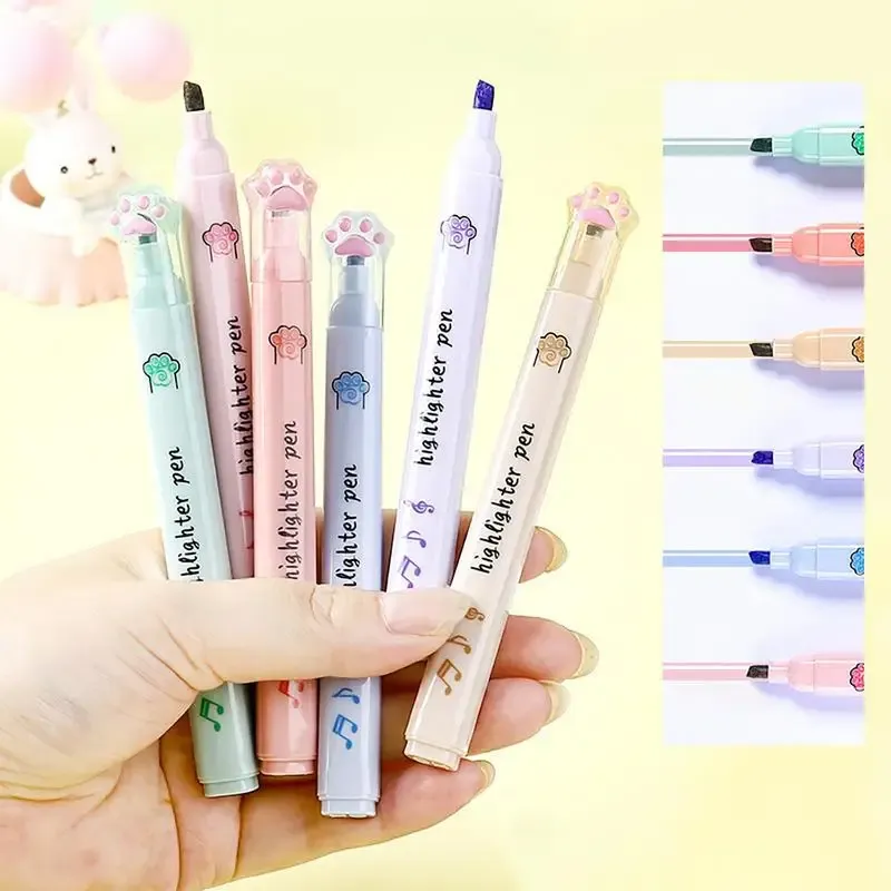 Kawaii Cat Paw Highlighters: Quick-Dry, Portable, Multipurpose Pastel ...