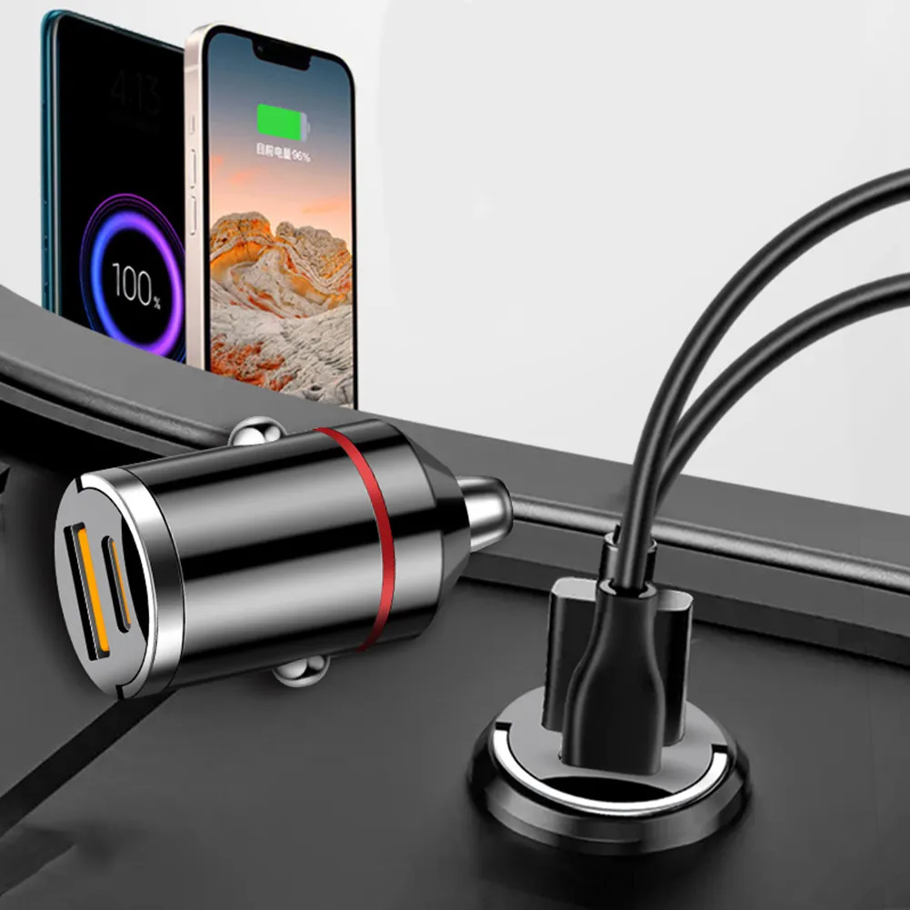 Automobile Phone Charger PD30W QC3.0 USB: Fast Car Charger USB C With Pull Ring, Mini Portable ...