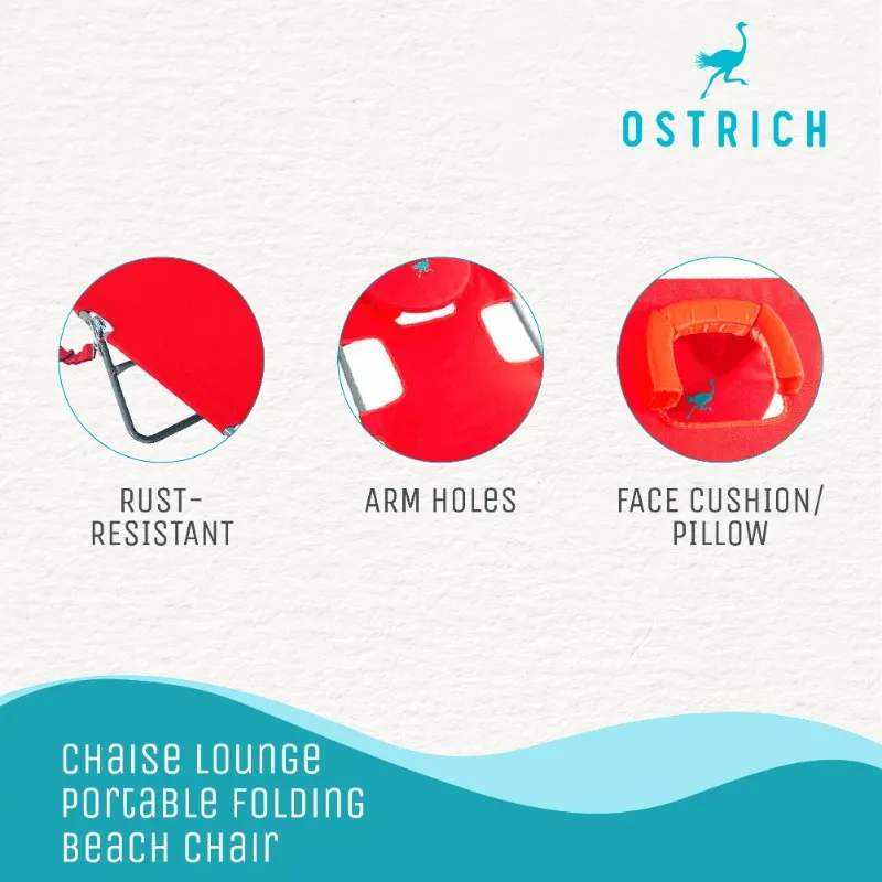Ostrich Chaise Lounge Folding Portable Sunbathing Poolside Beach Chair ...