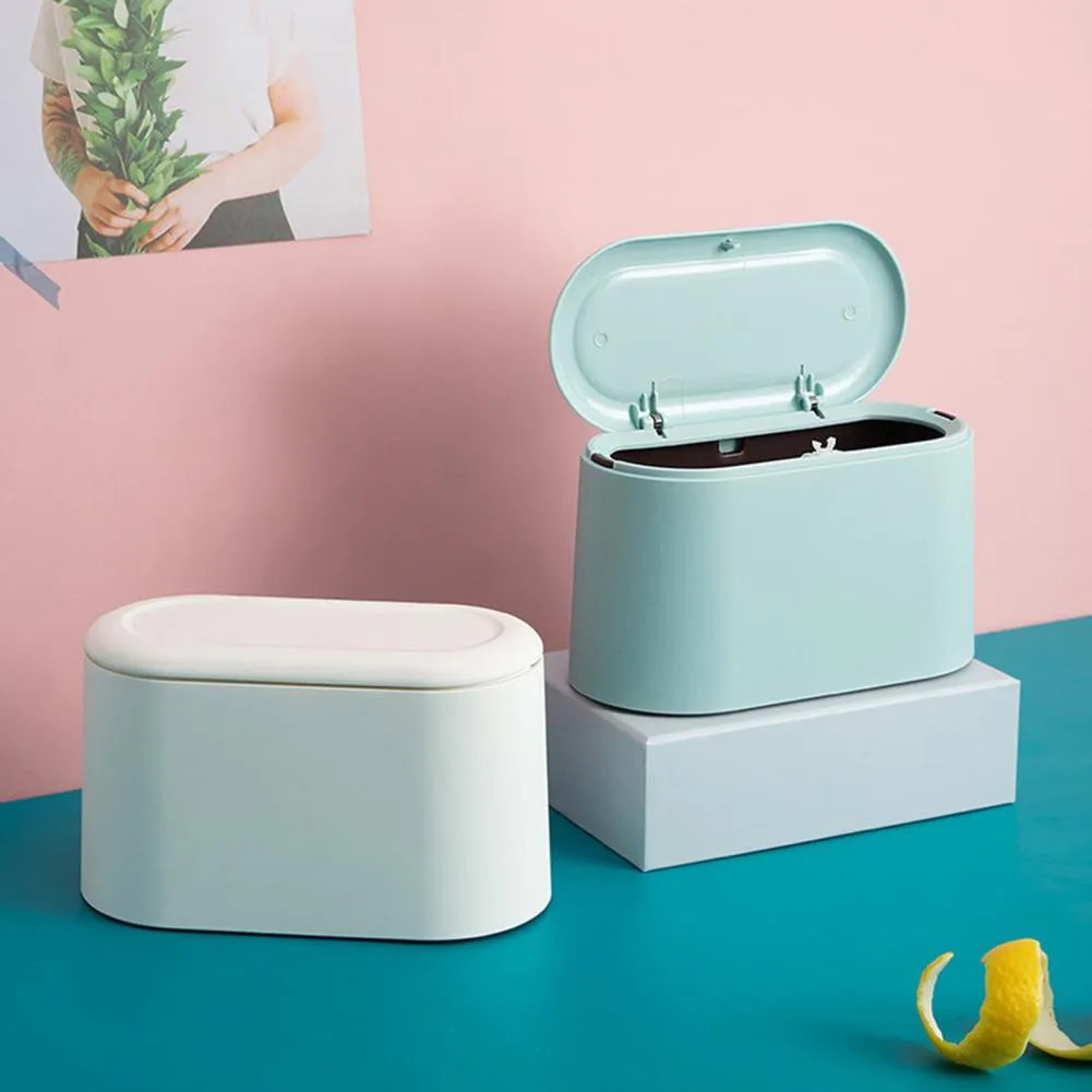 Compact Lidded Mini Trash Can: Removable Plastic Waste Bin for Home ...