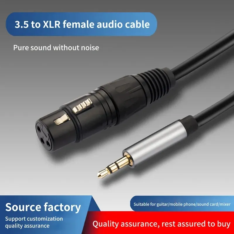 XLR Female to 3.5mm Jack Audio Cable Microphone Balanced Analog Mic ...