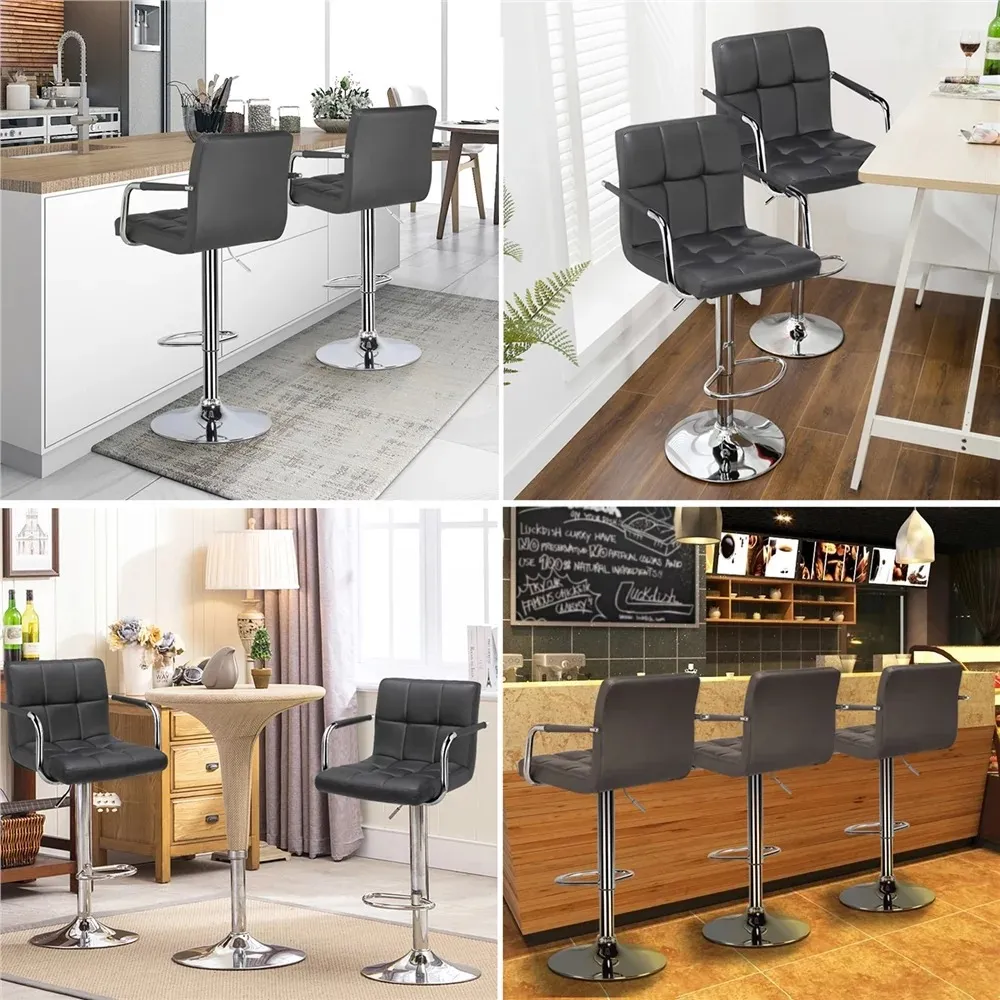 Premium Swivel Bar Stools - Faux Leather Kitchen & Counter Seating ...