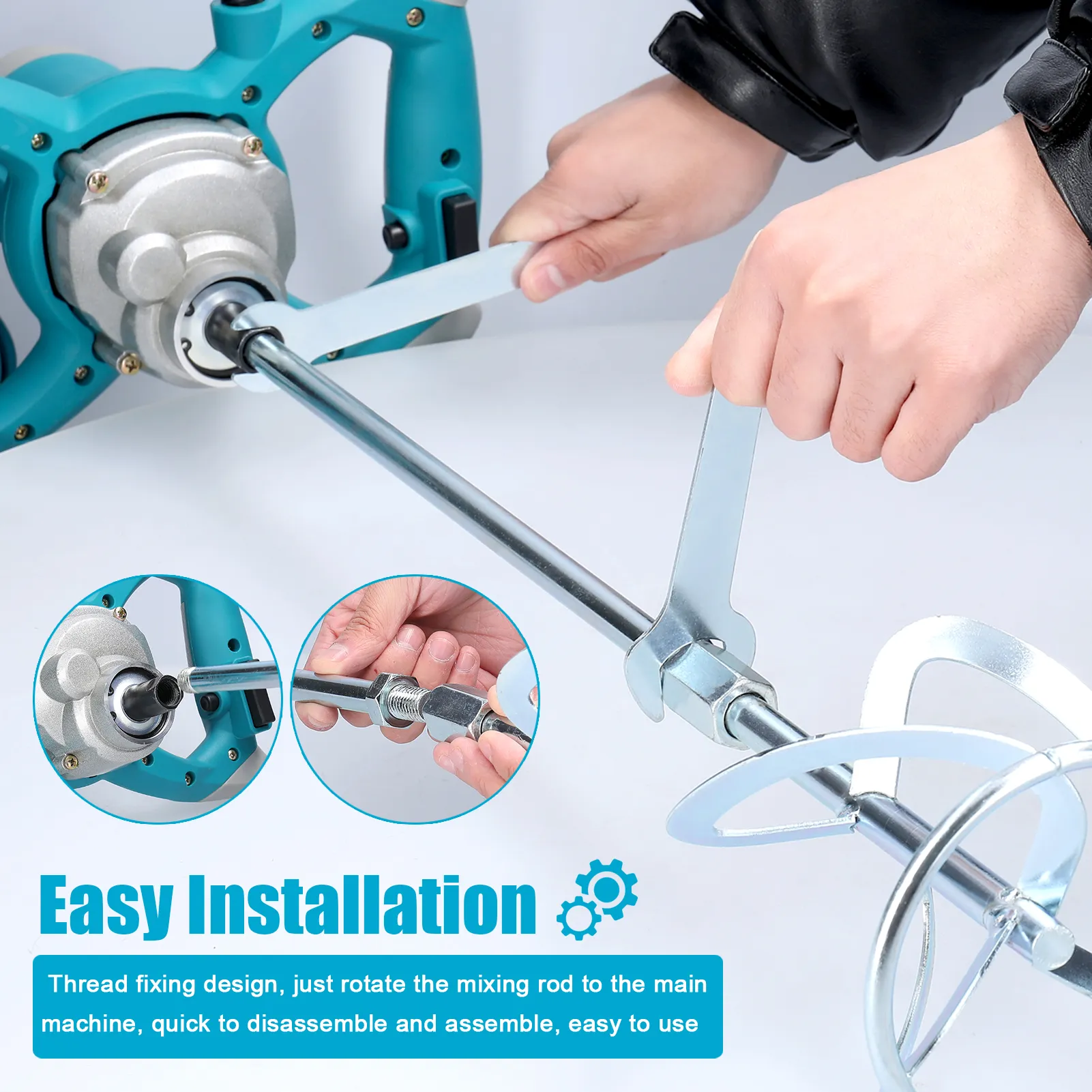 6-Speed Portable Cement Mixer, 2600W Electric Concrete Blender for ...