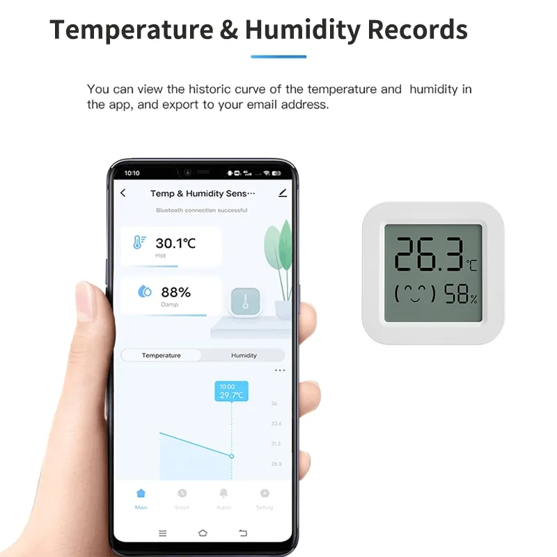 DHgate.com:Mini LCD Digital Thermometer Hygrometer Bluetooth App Remote Control Temp Humidity ...