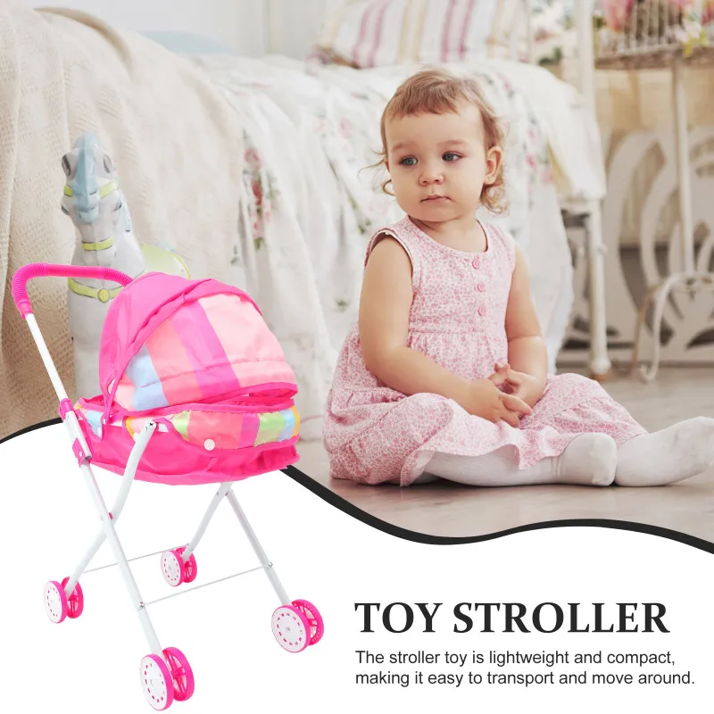 Movable Doll Stroller Playset: Realistic Toy Baby Cart with Accessories ...