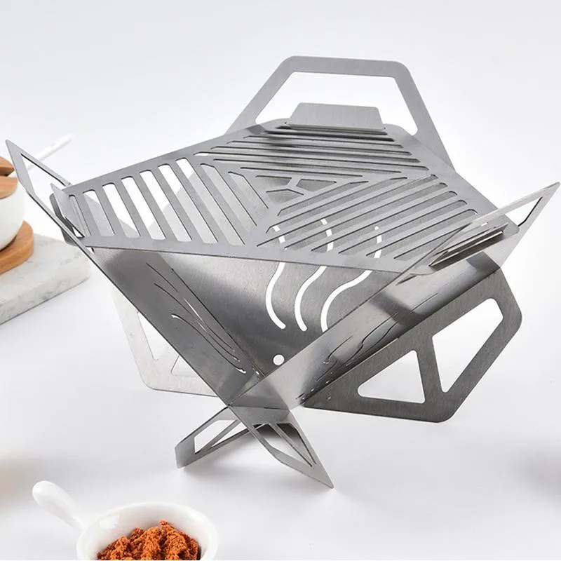 Portable Fire Pit Stove with Removable Mini BBQ Cooking Grill Barbecue ...