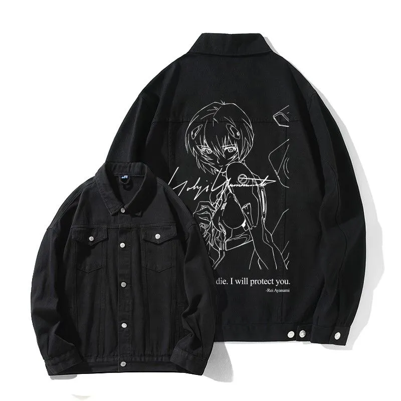 Ayanami Rei Anime EVA EVANGELION 01 Trendy Brand Style Loose Denim ...