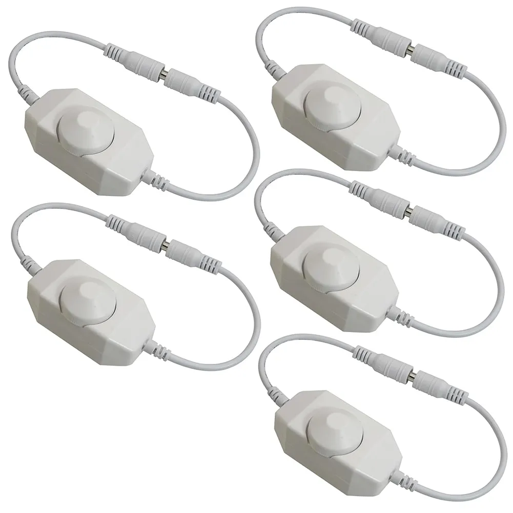 5-Pack 12V/24V Coaxial LED Strip Light Dimmer, Single-Color Knob Switch ...