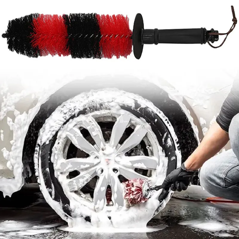 Car Wheel Cleaning Brush - Extendable Long Handle Microfiber Detailing ...