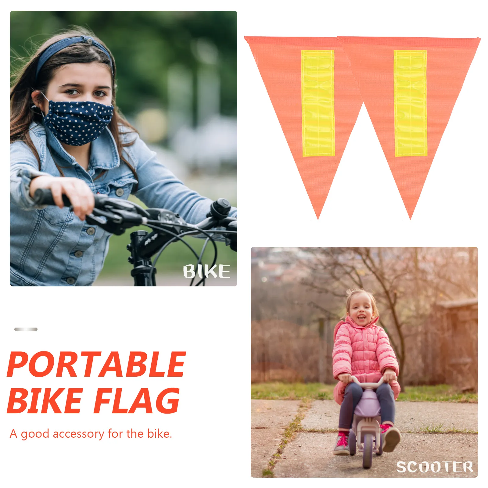 UpgradedReflective Warning Triangle Flags for Kids Bikes, 4-Pack High ...