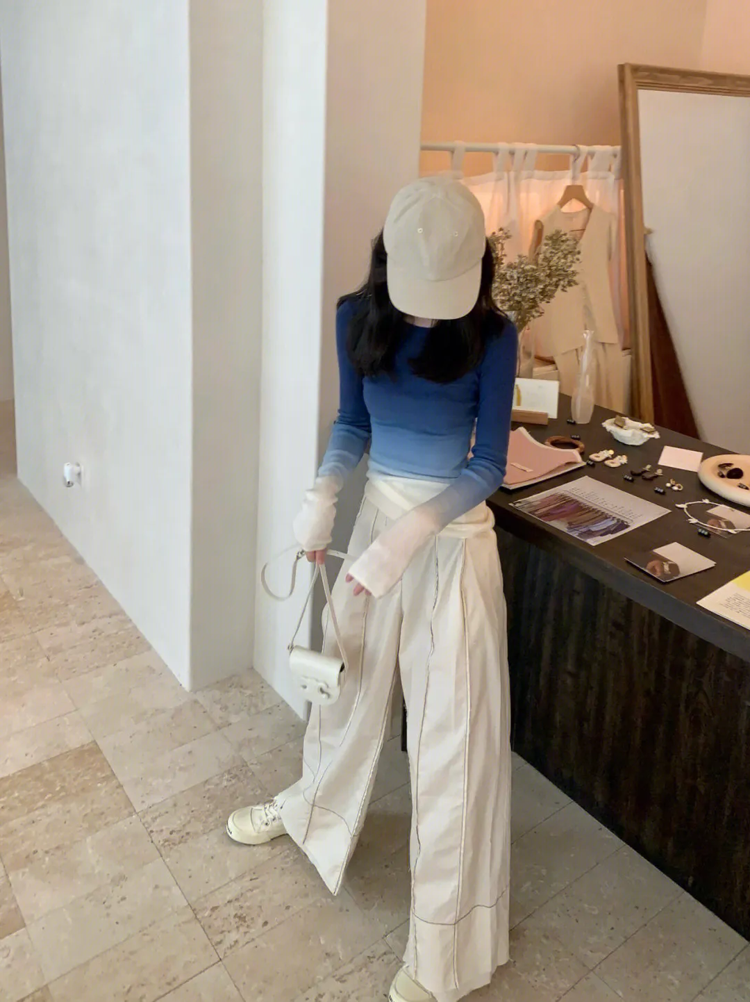 Pullover Sweater for Ladies Navy Blue Gradient Long Sleeve O-neck ...