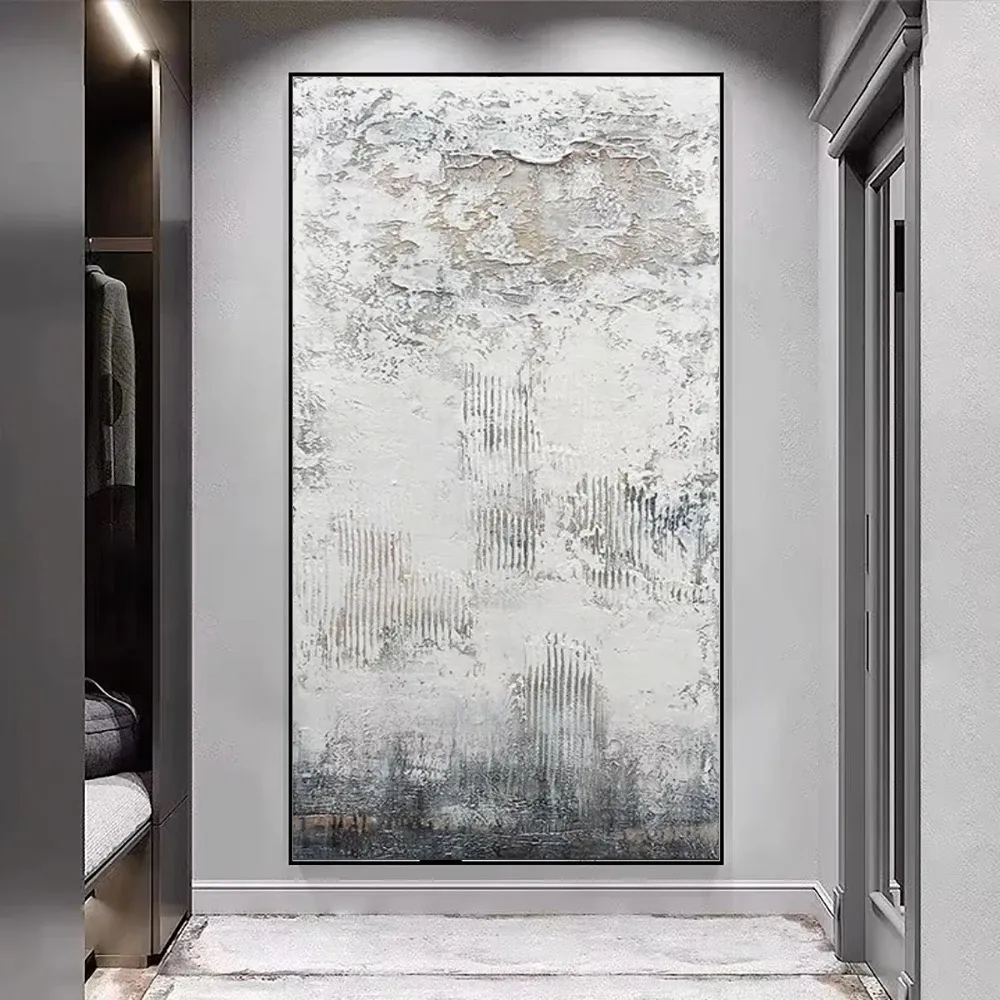 Abstract Grey Canvas Wall Art: Large Hand Painted Textured Oil Painting ...
