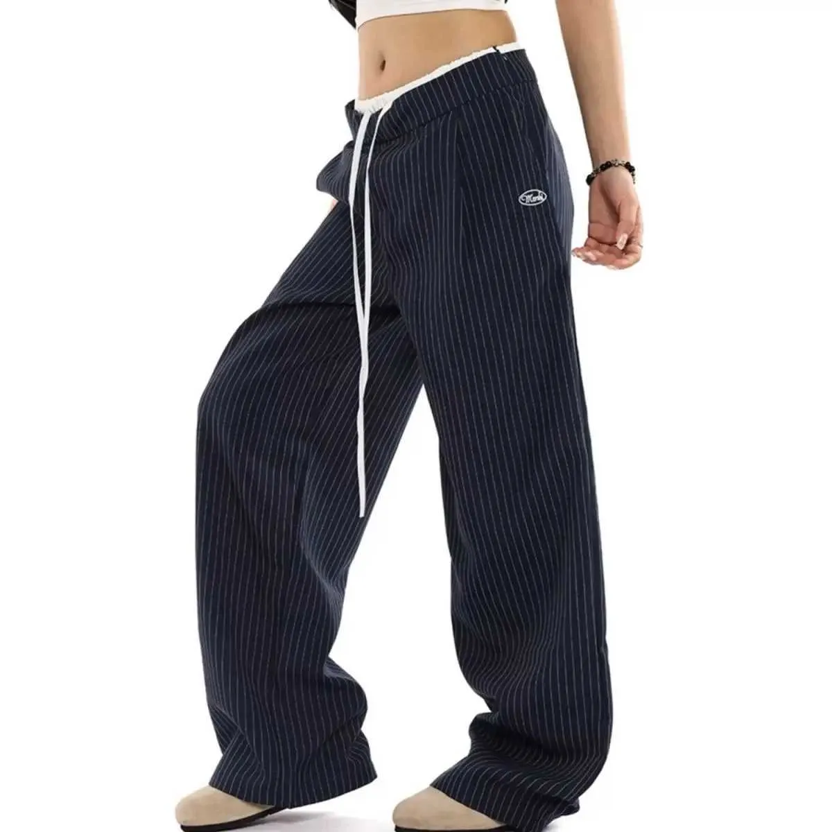 Harajuku Stripe Wide Leg Pants Set - Casual Retro Baggy Trousers with ...