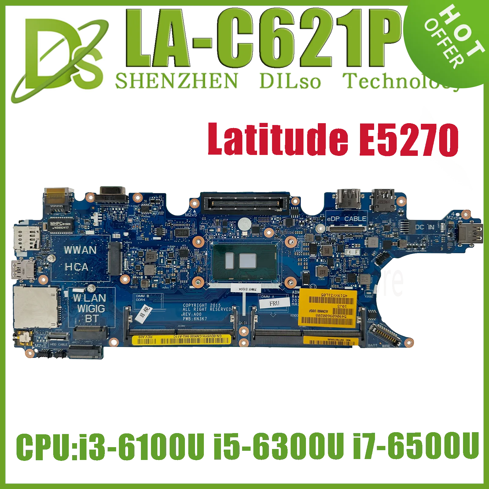 KEFU ADM60 LA C621P Laptop Motherboard For Dell Latitude 5270 E5270 ...