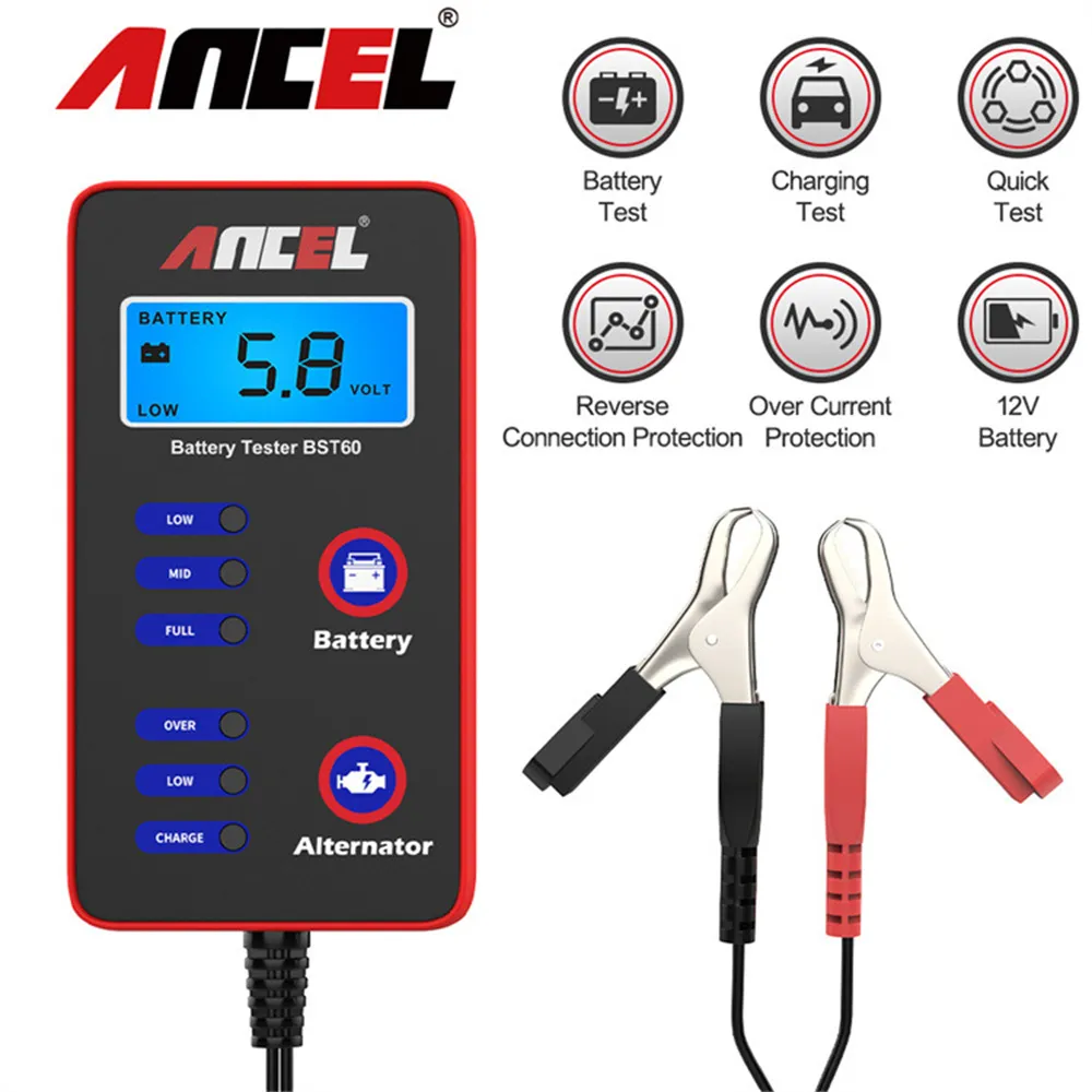 Digital Car Battery And Alternator Tester Quick Test Tool For Car ...