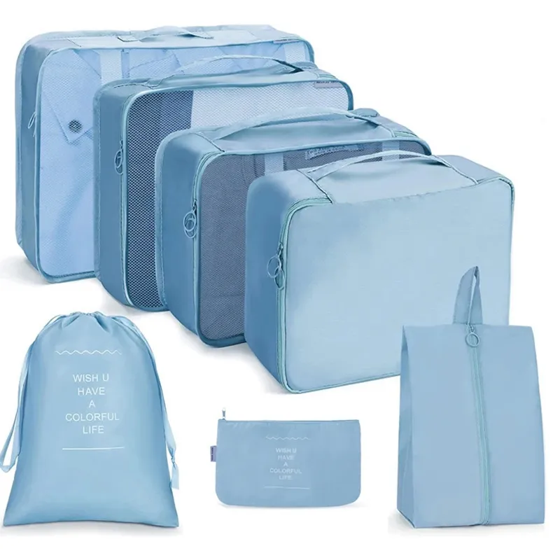 7-Piece Packing Cubes Set Travel Luggage Organizers with Water ...